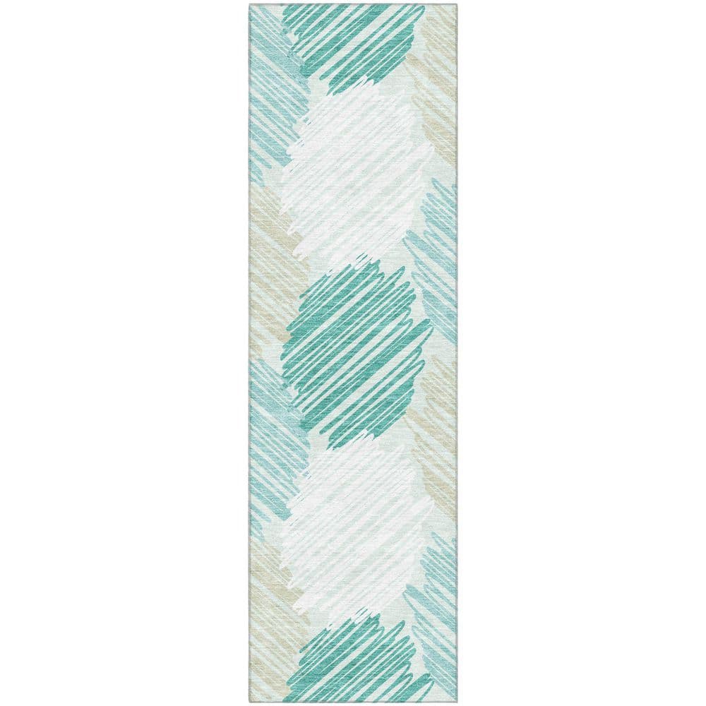 Addison Rugs Mayfield Premium Machine Washable Abstract AMF1942 Teal 2 ...
