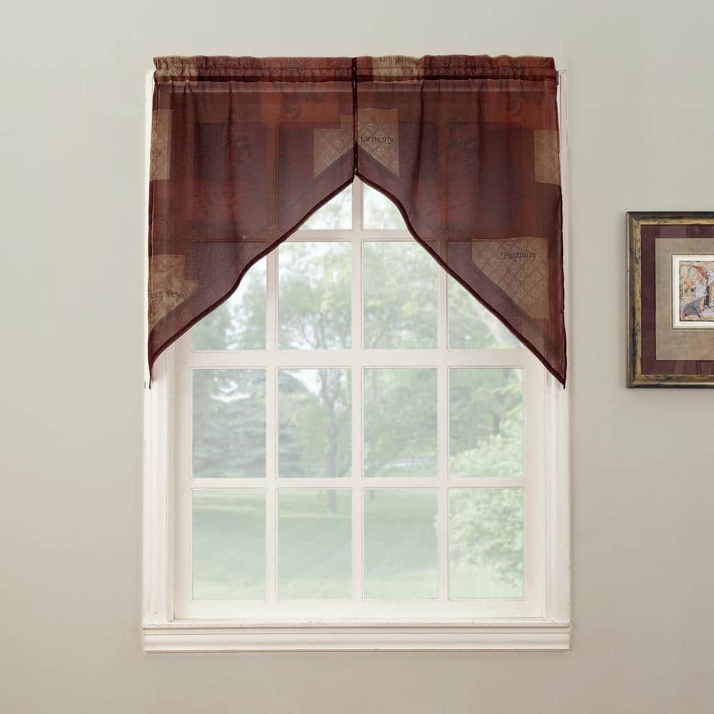 LICHTENBERG Multi Colored Watercolor Textured Rod Pocket Sheer Curtain ...