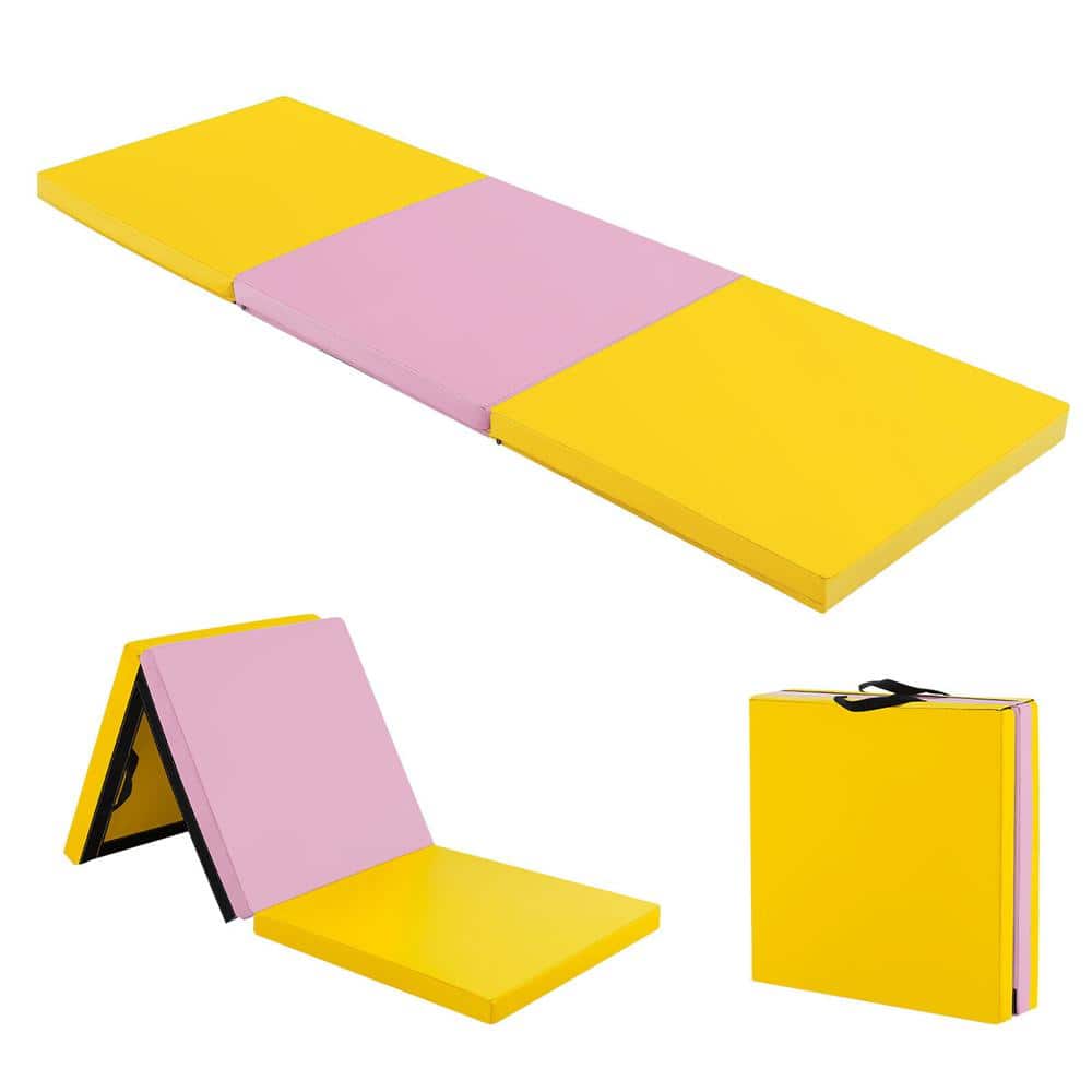 HONEY JOY Yellow Pink 24 in. W x 72 in. L x 2 in. T Foam Gym Flooring ...