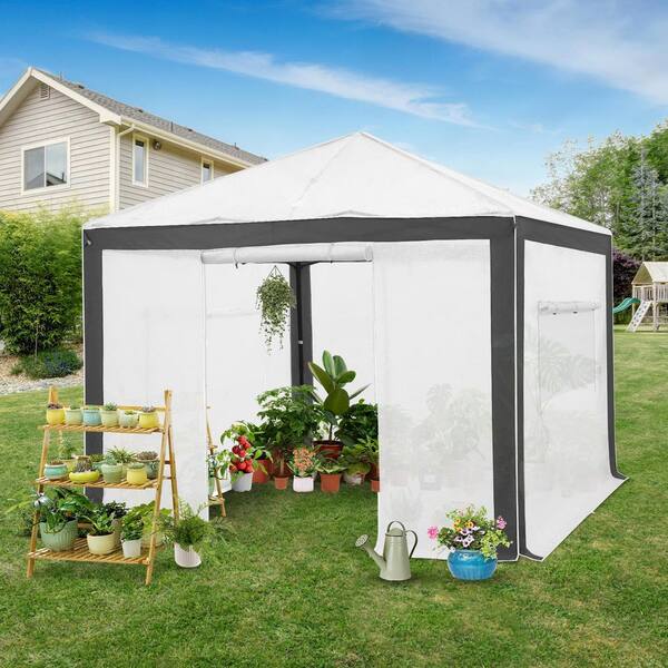EAGLE PEAK 10 ft. W x 10 ft. D Portable Walk-In Pop-Up Gardening ...