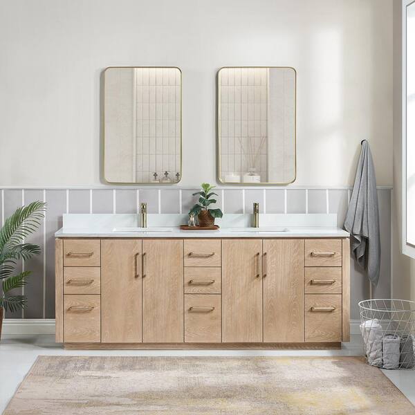 ROSWELL San 84 in.W x 22 in.D x 33.8 in.H Double Sink Bath Vanity in ...
