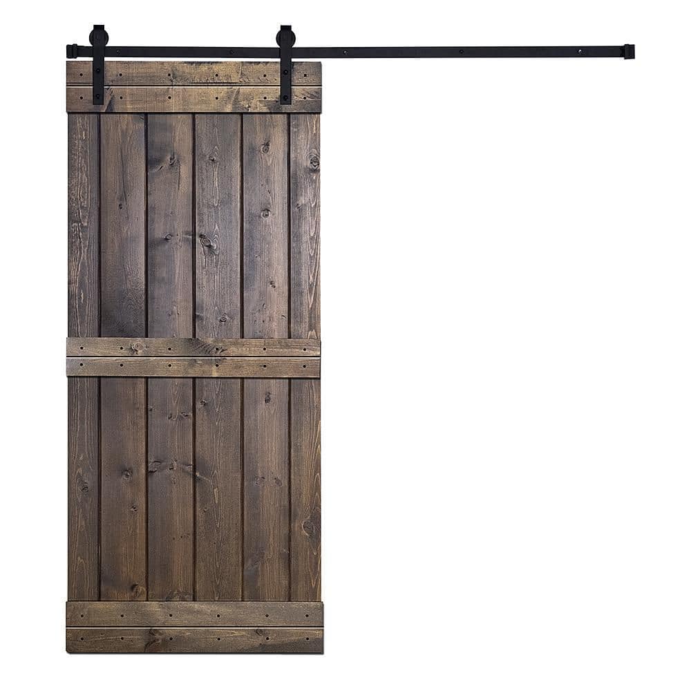 AIOPOP HOME Mid-Bar Serie 36 in. x 84 in. Otter Brown Stained Knotty ...