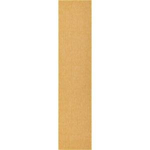 Unique Loom Outdoor Solid Corn Harvest Yellow 7 ft. 1 x 11 ft. Area Rug ...