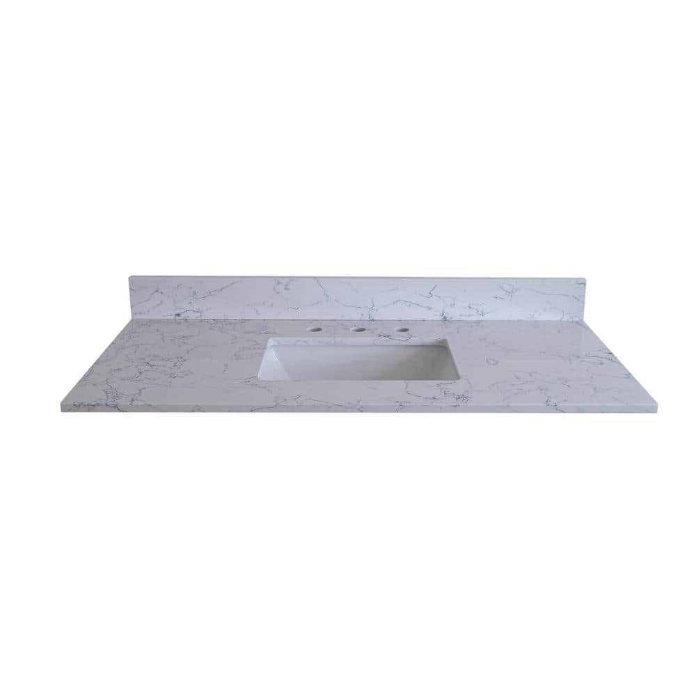 VANITYFUS 43 in. W x 22 in. D Engineered Stone Bathroom Vanity Top in ...