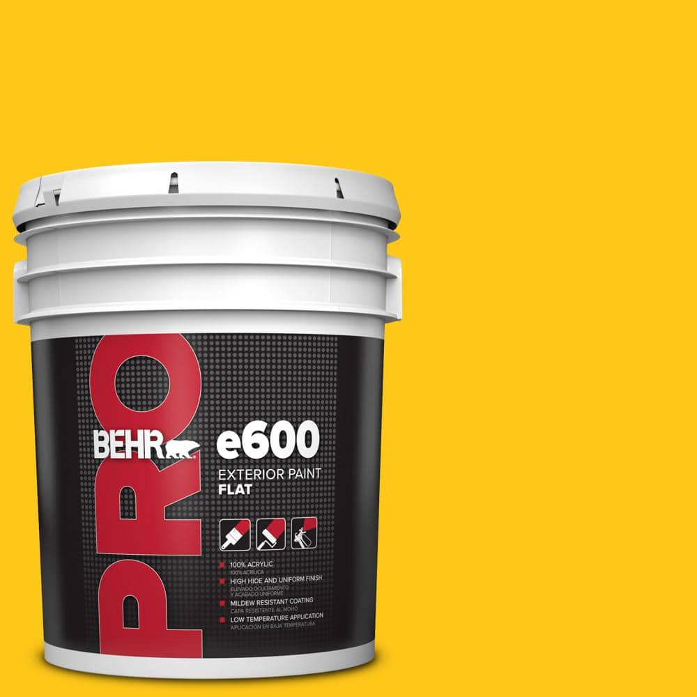 BEHR PRO 5 gal. #P300-7 Unmellow Yellow Flat Exterior Paint PR61305 ...