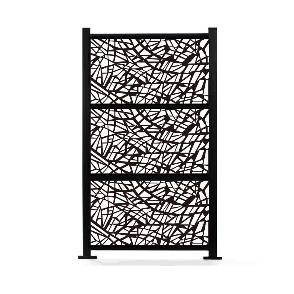 Ejoy 72 in. x 38 in. New Style Metal Art Laser Cut Metal Black Privacy ...