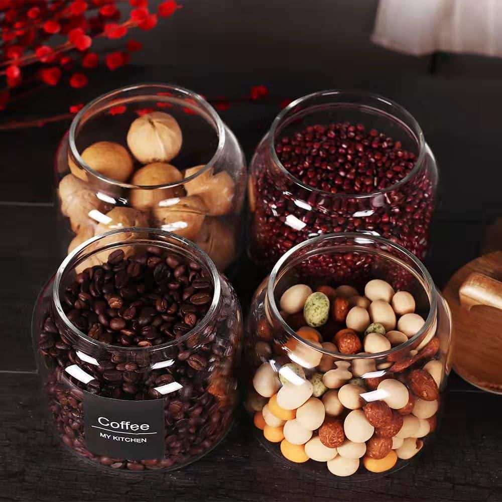Numhew Family Gathering Series 4-Piece Glass Jars with Airtight Lid Set ...