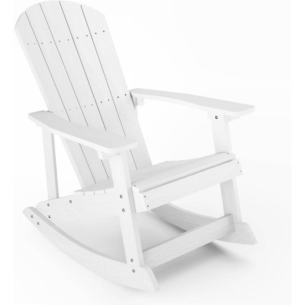 Mximu White Plastic Oversized Adirondack Patio Outdoor Rocking Chair ...