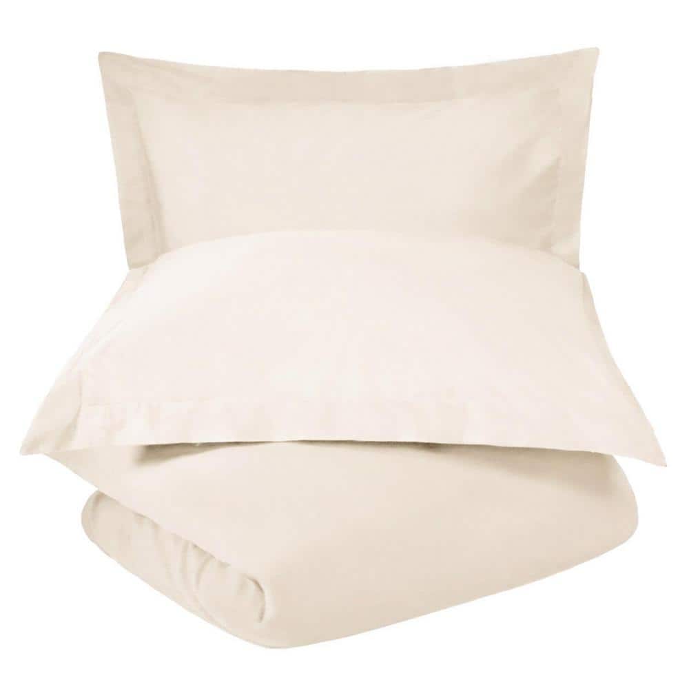 HomeRoots Ivory Solid Color King Cotton Duvet Cover Set 2000528537 ...