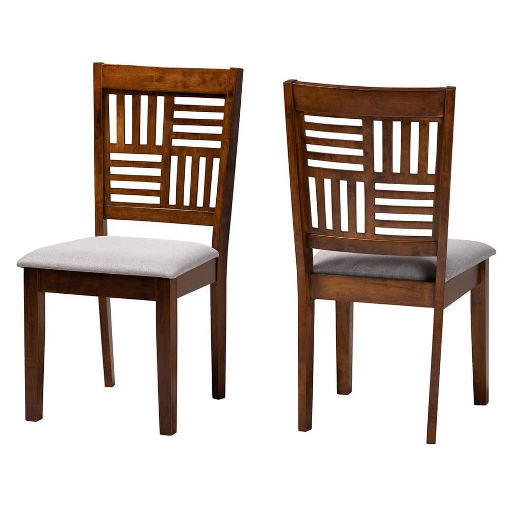 Baxton Studio Deanna Grey and Walnut Brown Dining Chair (Set of 2) 232 ...