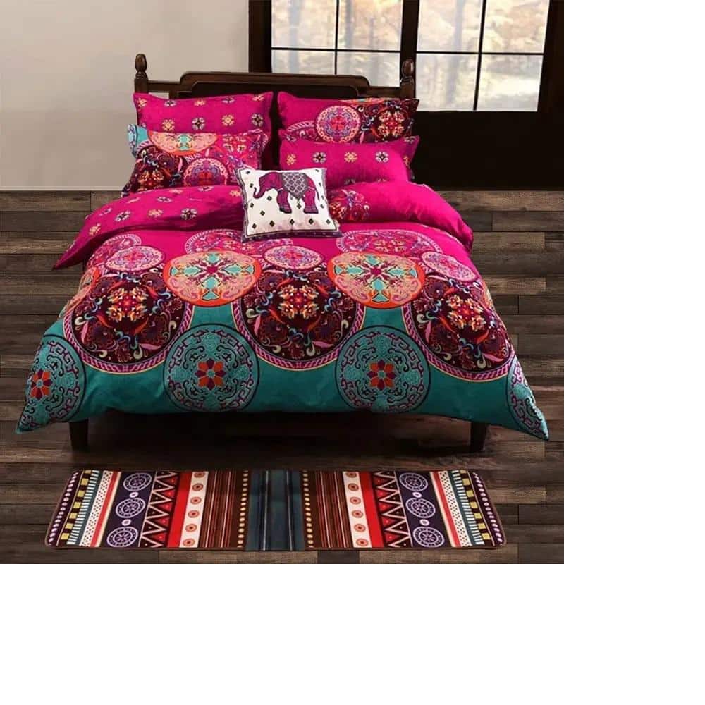 Wellco Microfiber Multi-Colored King Polyester Comforter Set Printed ...