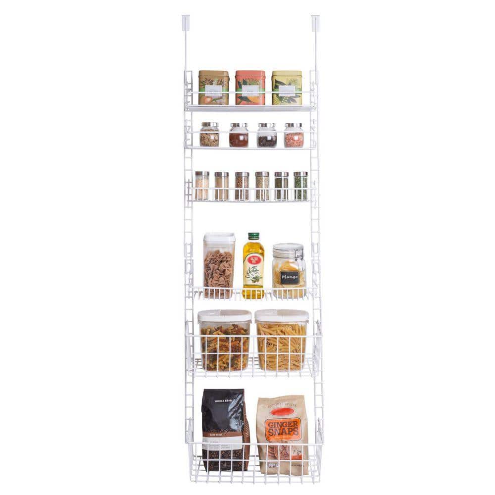 Smart Design Over the Door Pantry Organizer Rack with 6-Adjustable ...