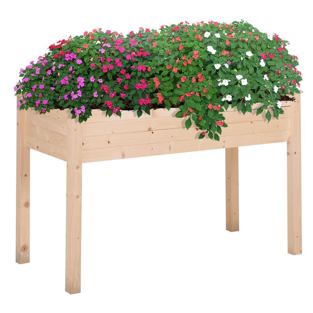 Elevated Wood Garden Bed with Legs, 48 x 22 x 30 in. Self-Draining ...