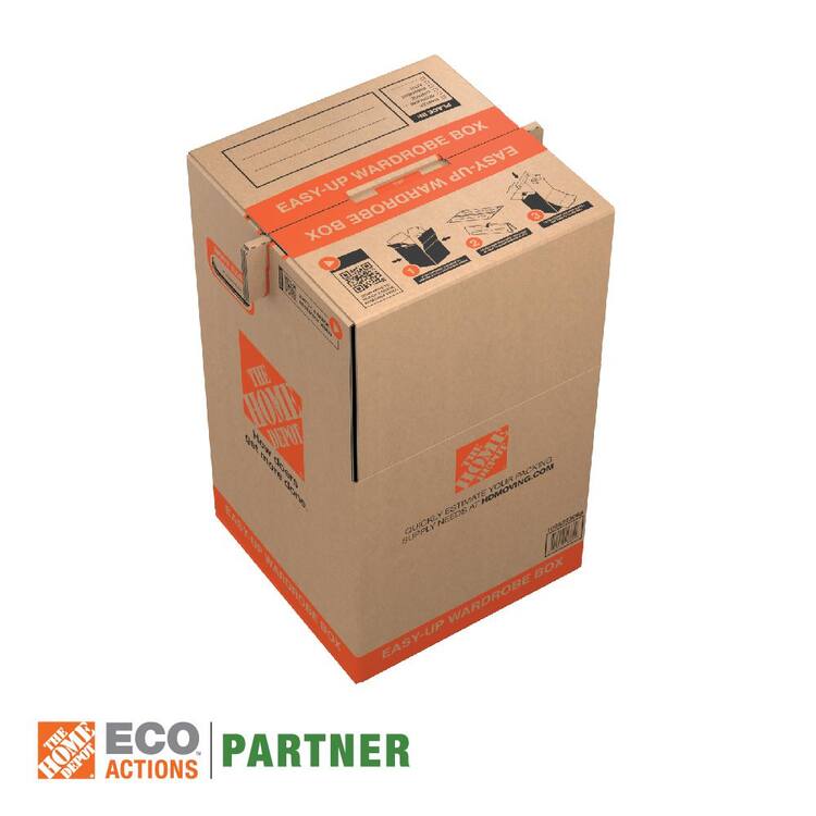 The Home Depot 20 in. L x 20 in. W x 34 in. D Wardrobe Moving Box ...
