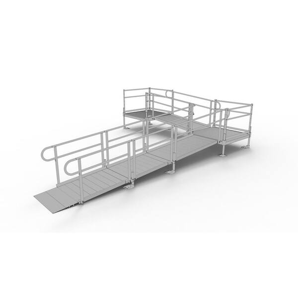 EZ-ACCESS PATHWAY 20 ft. L-Shaped Aluminum Wheelchair Ramp Kit with ...