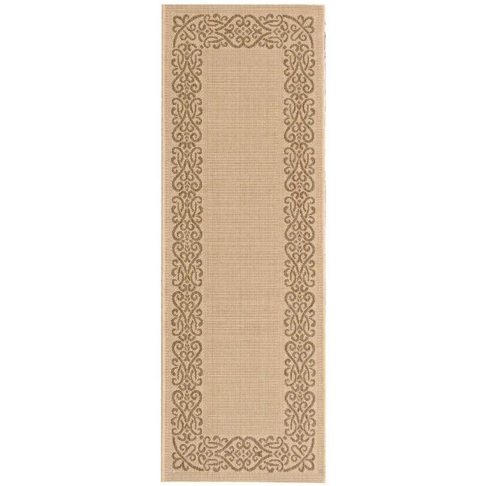 SAFAVIEH Courtyard Natural/Brown 2 ft. x 12 ft. Border Indoor/Outdoor ...