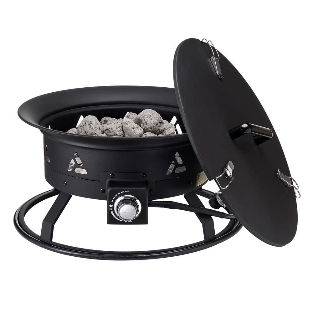 SKYSHALO Propane Fire Pit 24 in. Diameter Outdoor Portable Gas Fire Pit ...