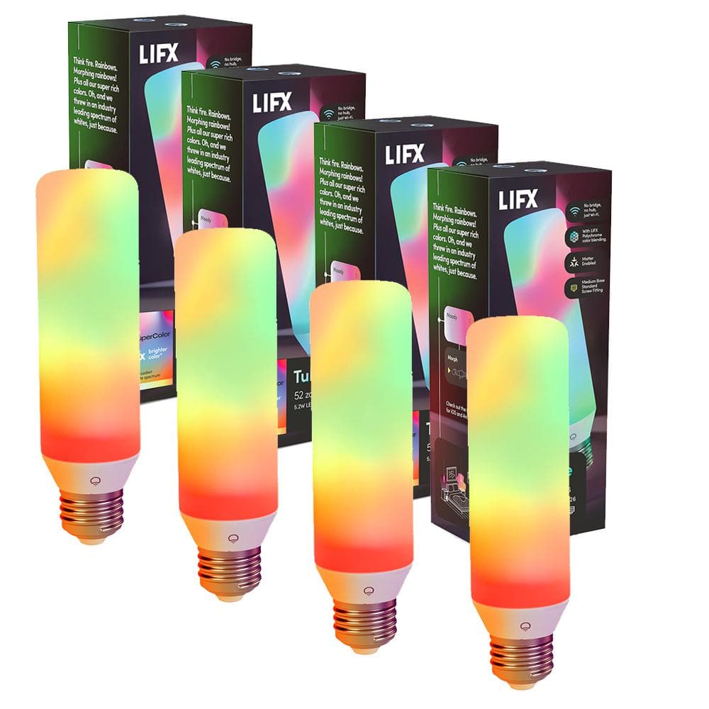 LIFX 25-Watt Equivalent T10L Smart E26 LED Tube Light Bulb Works w ...