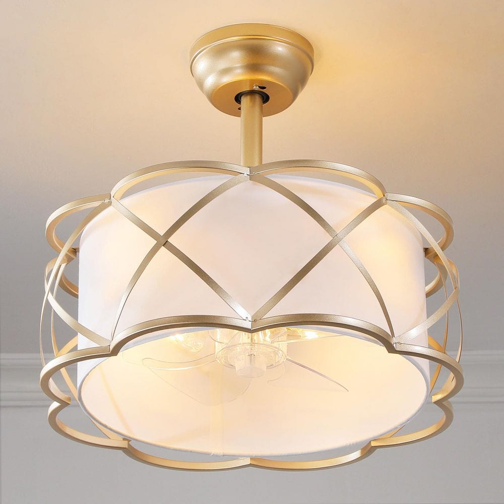 KAISITE 19 in. Indoor White Low Profile Enclosed Acrylic Ceiling Fan ...