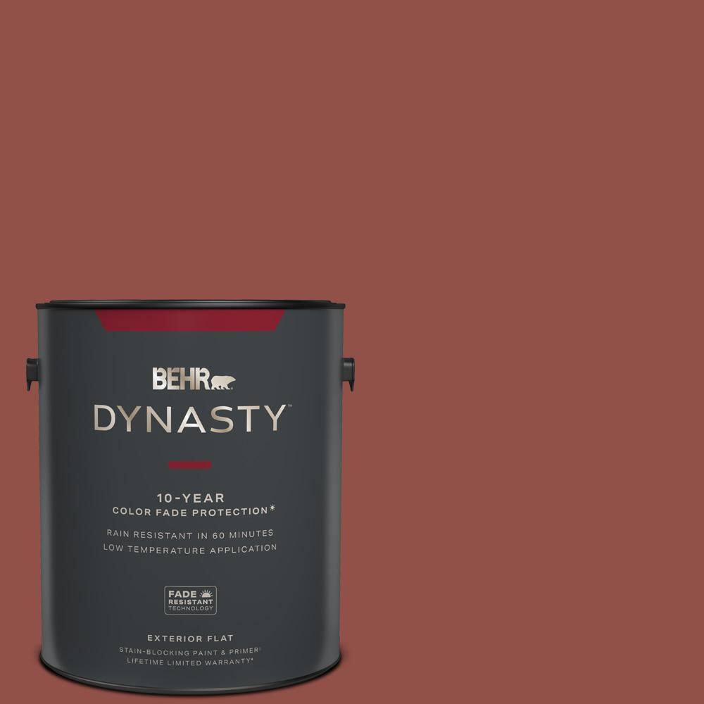 BEHR DYNASTY 1 gal. #ICC-72 Cinnabar Flat Exterior Stain-Blocking Paint ...