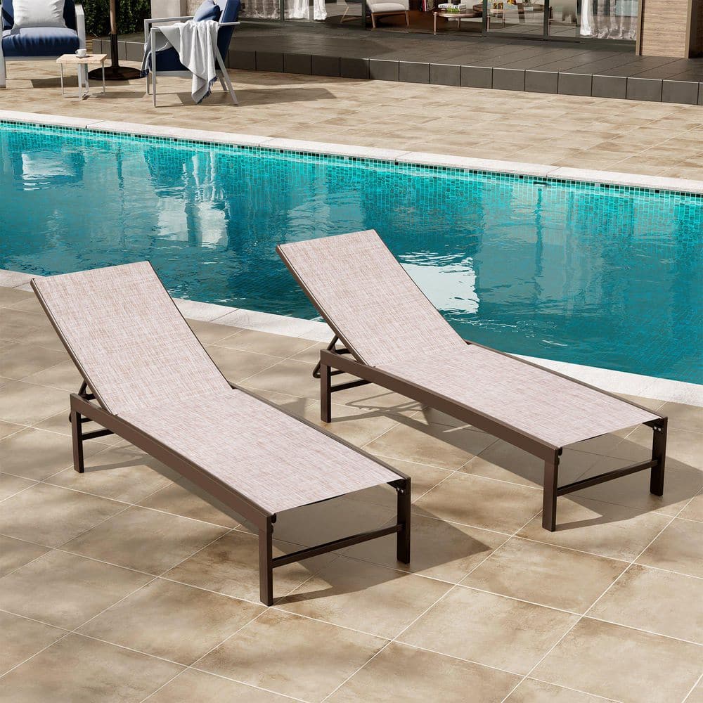 Crestlive Products 2-Piece Outdoor Chaise Lounge with Metal Frame and ...