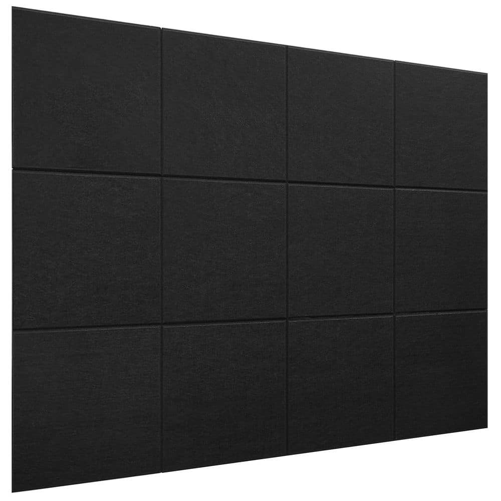 Afoxsos 48 x 36 Black Felt Wall Tiles with Removable Adhesive Tabs for ...