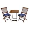 Outdoor Interiors 3-Piece Eucalyptus Outdoor Bistro Set with Blue ...