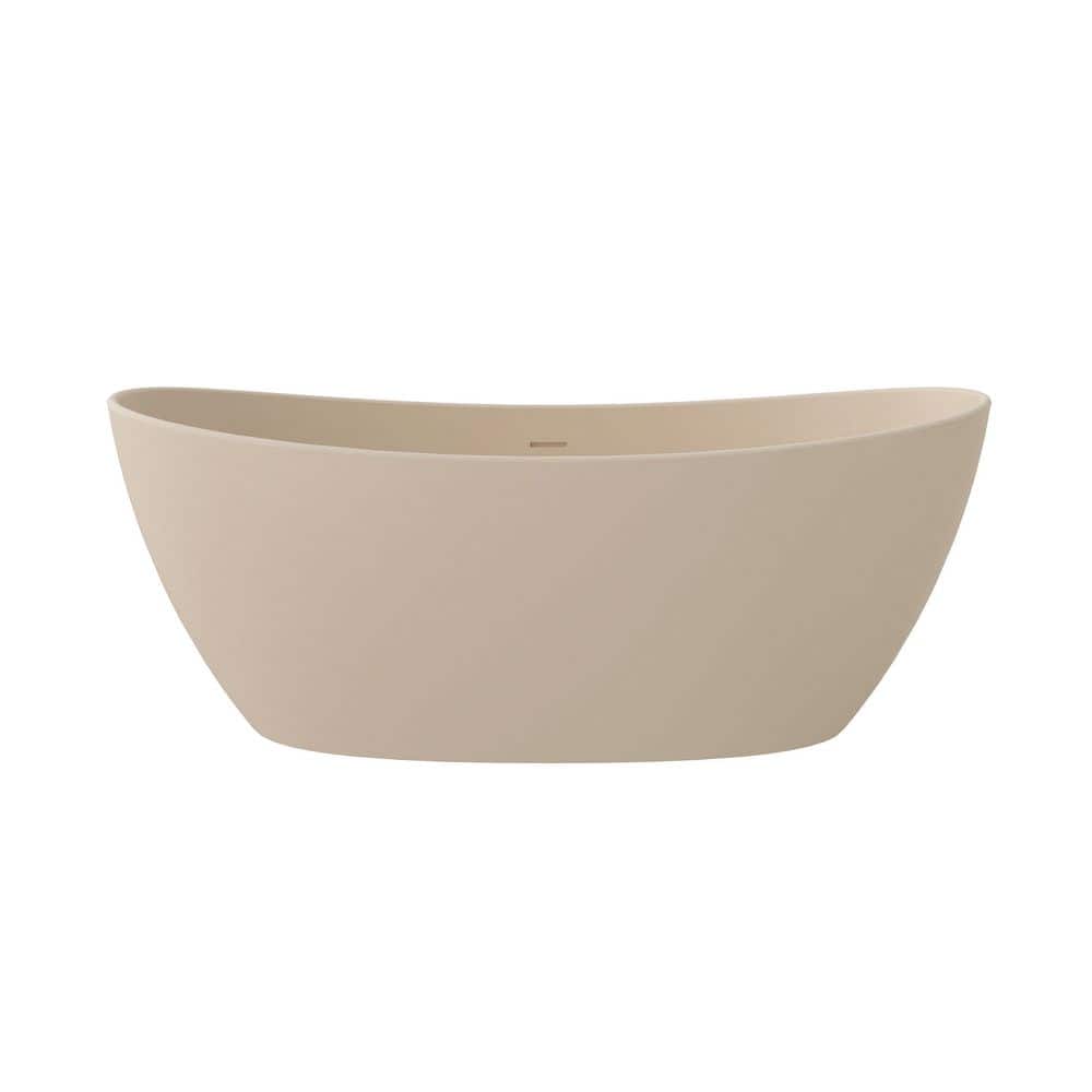 CASAINC 65 in. x 33.5 in. Solid Surface Stone Flatbottom Freestanding ...