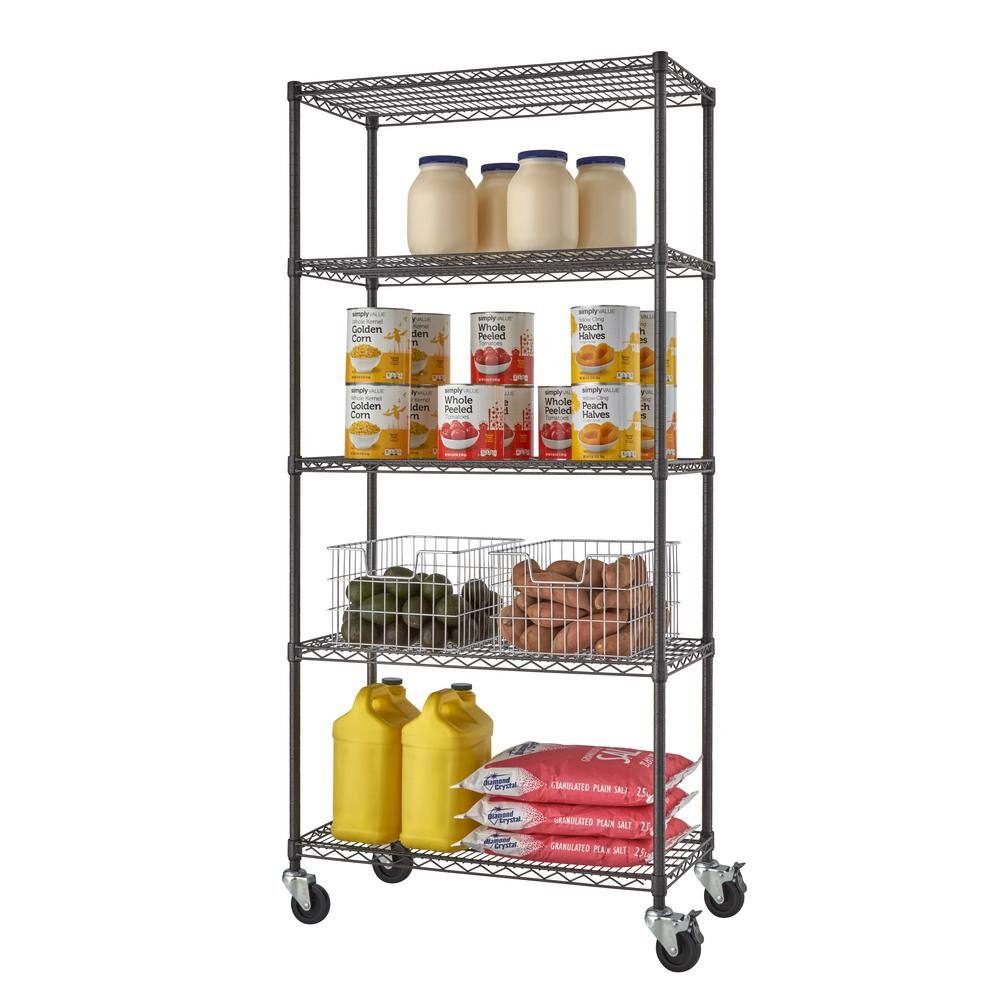 PRO Black 5-Tier Rolling Steel Wire Garage Storage | Ubuy Philippines