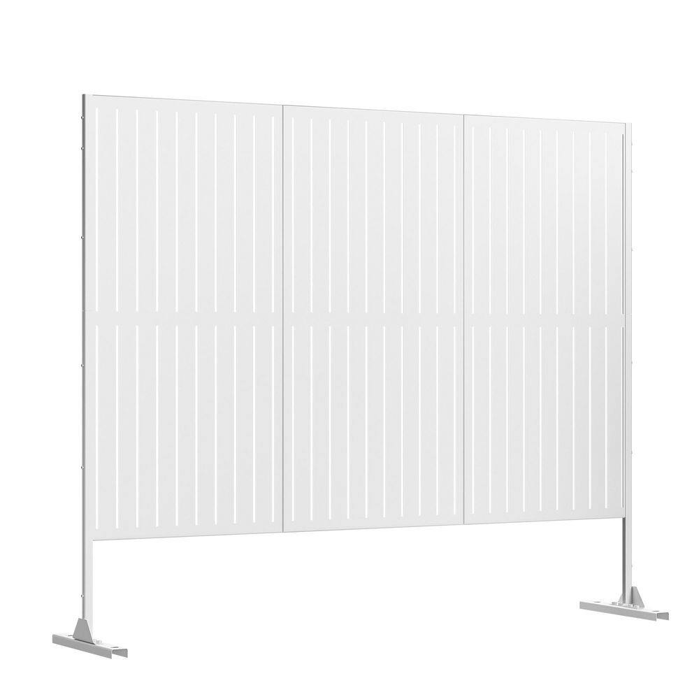 None 72 in. x 47 in. White Outdoor Louver Metal Galvanized Privacy ...