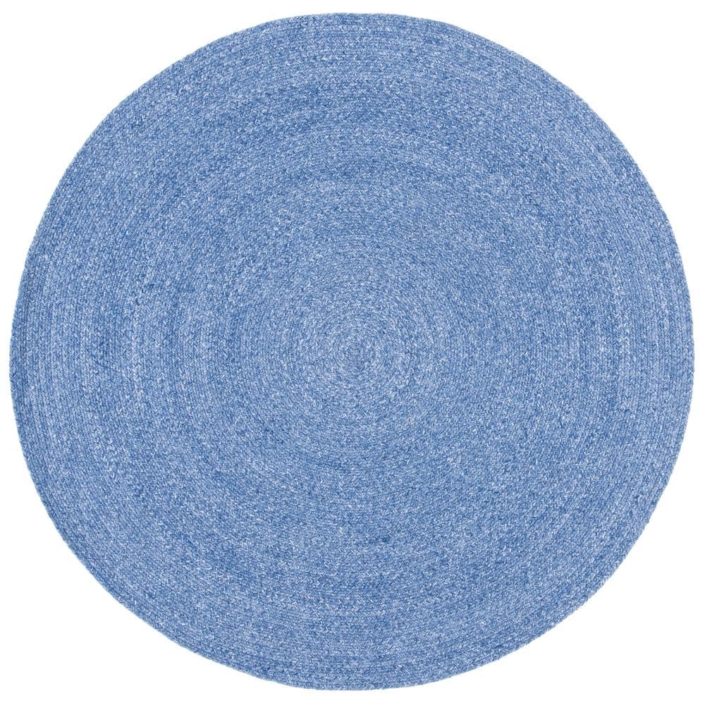 SAFAVIEH Braided Blue 9 ft. x 9 ft. Round Solid Area Rug BRD800M-9R ...