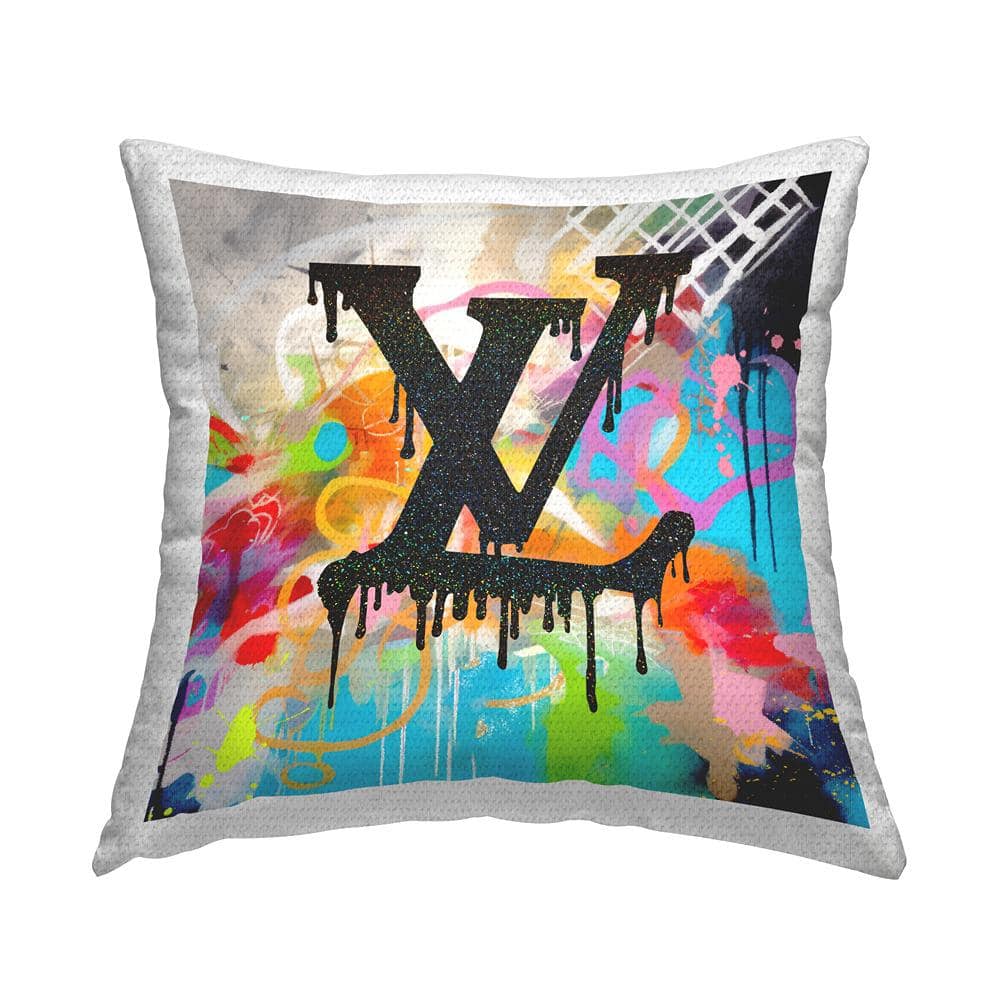 Stupell Industries Urban Graffiti Fashion Logo Multi-Color Square Outdoor Throw Pillow pld-523 ...