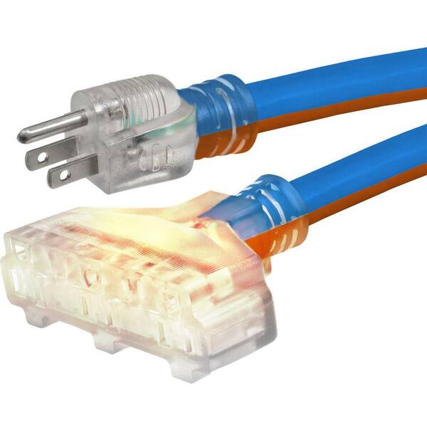 RIDGID 2 ft. 12/3 (-58 Degree) Tri-Tap Cold Weather Extension Cord 758 ...