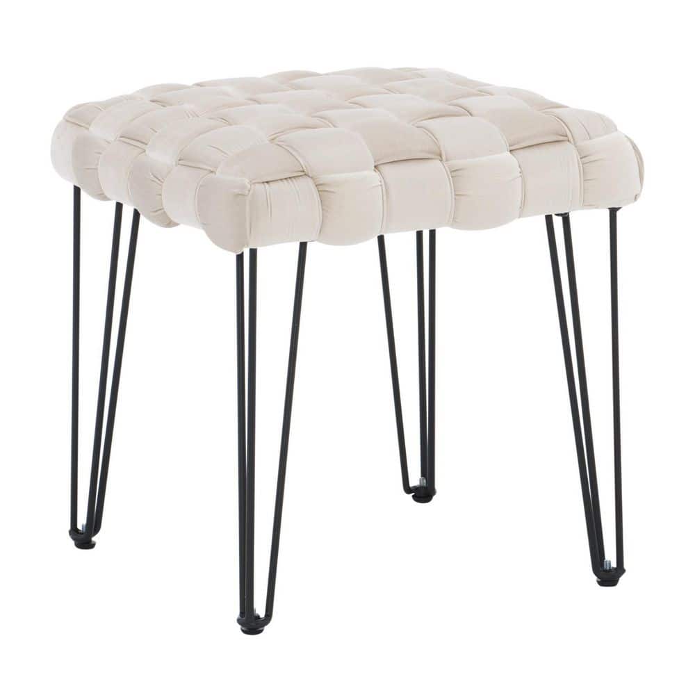 Linon Home Decor Grace Cream Fabric Square Accent Small (Under 22 in ...