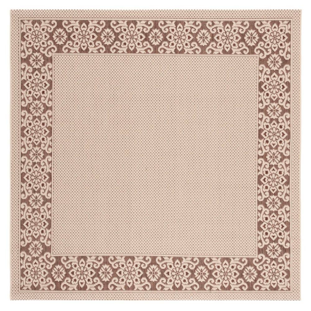 SAFAVIEH Courtyard Cream/Light Chocolate 7 ft. x 7 ft. Solid Color ...