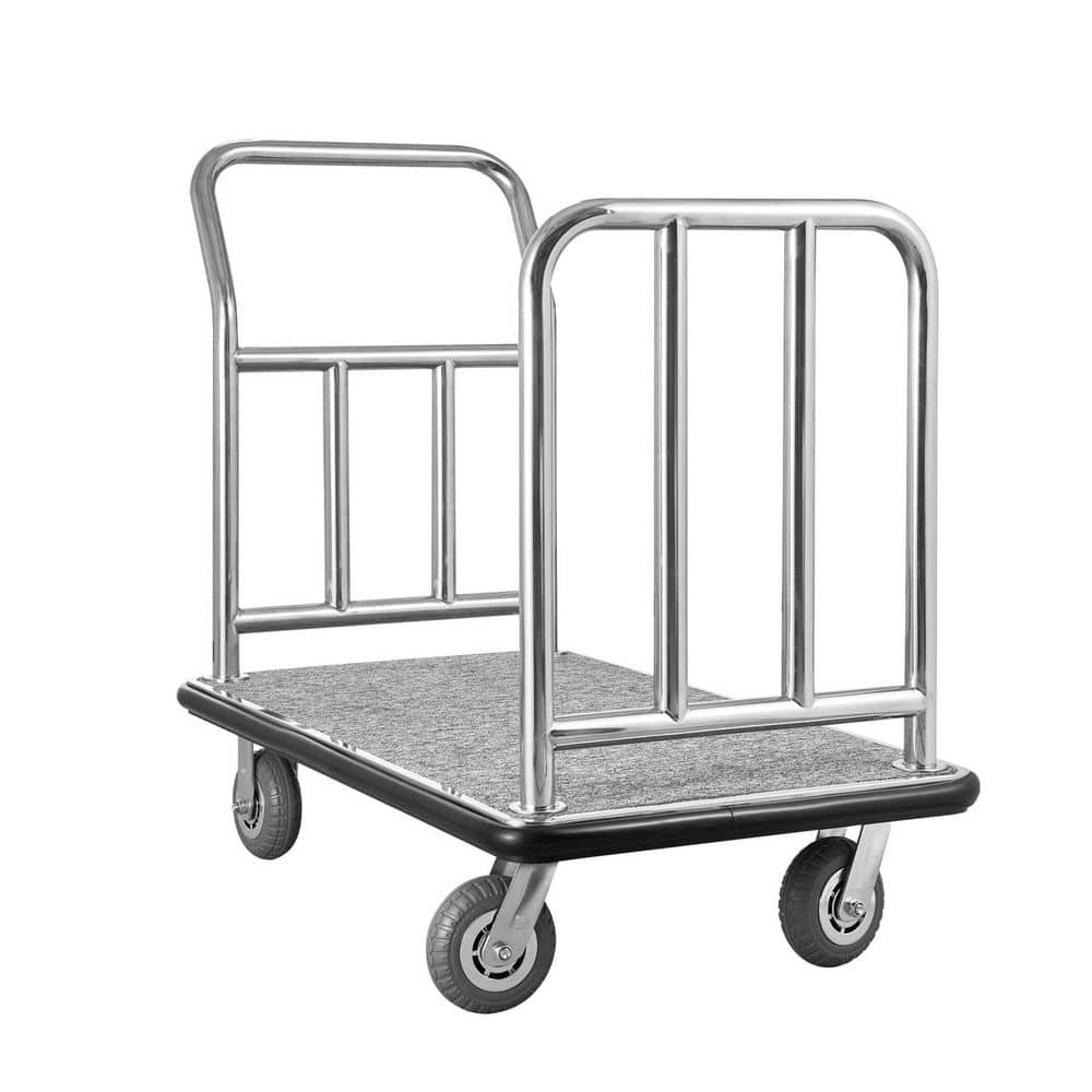 SKYSHALO Hotel Luggage Cart,750 lbs. Load Capacity, Platform Truck with Removable Front Frame ...