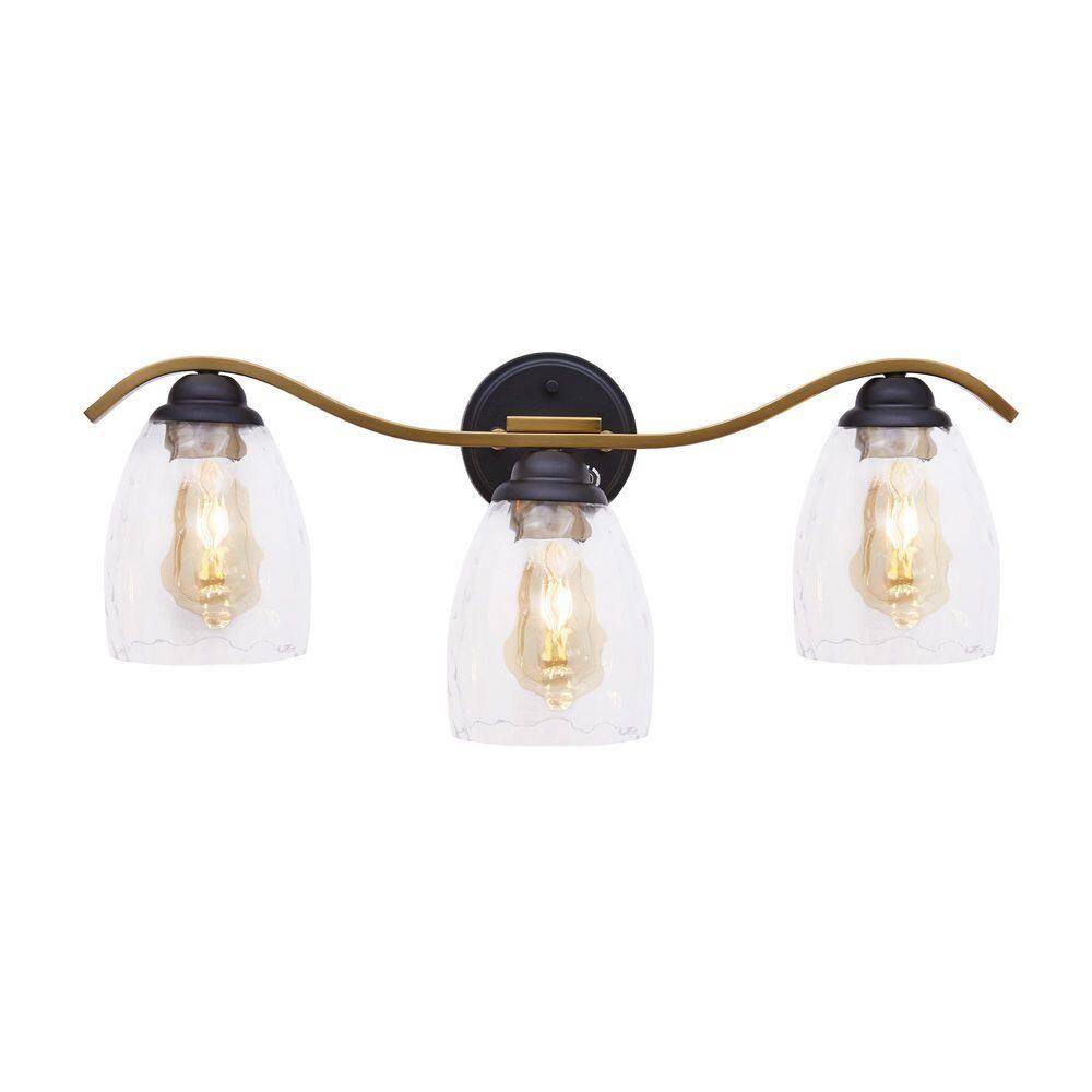 Teamson Home Heidi 24 in. 3-Light Matte Black with Brass Arm Bathroom ...