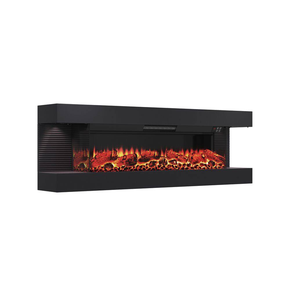 Mondawe 3-Sided 50 in. Wall Mount Electric Fireplace with 12 Flame ...