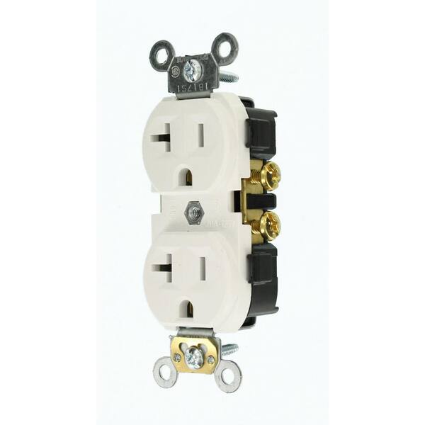 Leviton 20 Amp 125 V Commercial Grade Duplex Outlet/Receptacle, White ...