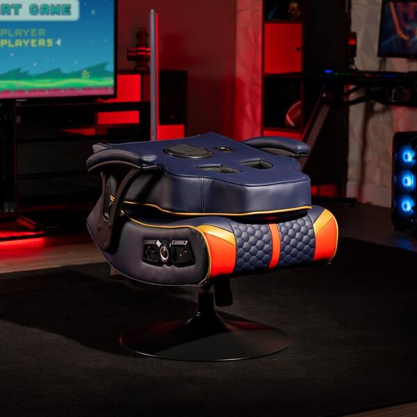 X Rocker Adrenaline Faux Leather 2.1 with Speakers Pedestal Gaming Chair in Red Blue with Arms 5112201