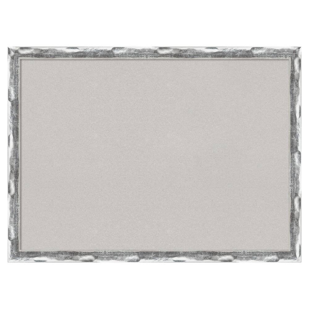 Amanti Art Scratched Wave Chrome Framed Grey Corkboard 30 in. x 22 in ...