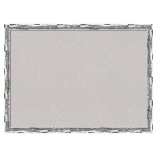Amanti Art Scratched Wave Chrome Framed Grey Corkboard 30 in. x 22 in ...
