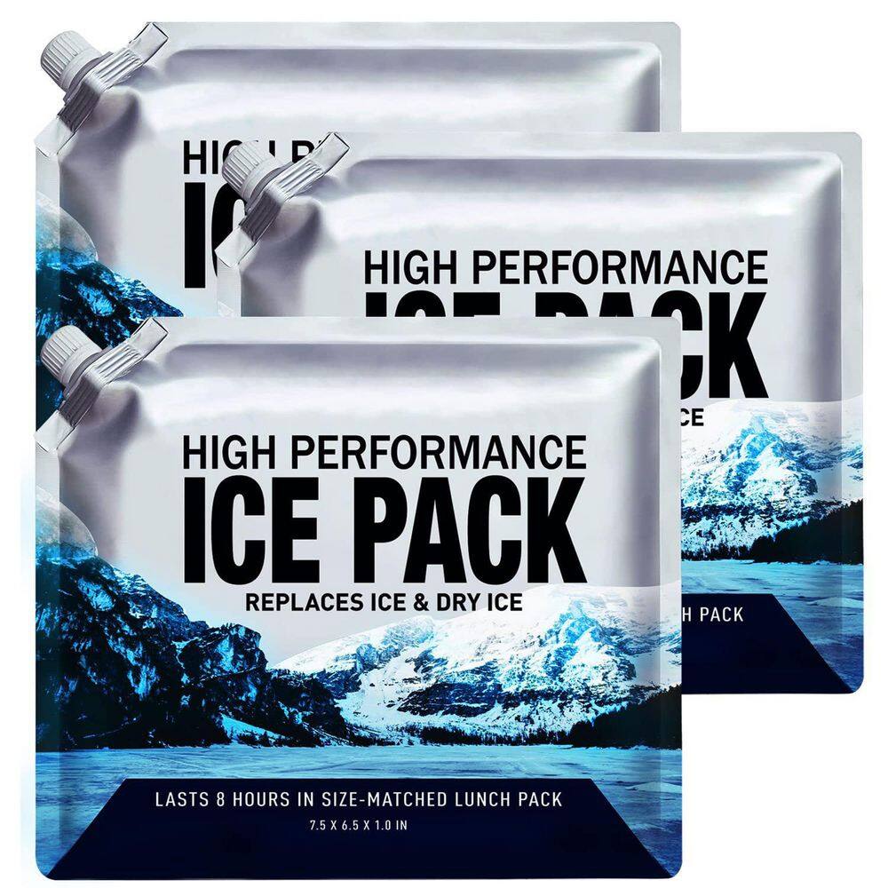 Reusable Ice Packs for Coolers, Long Lasting Gel Freezer Packs, 3-Pack ...