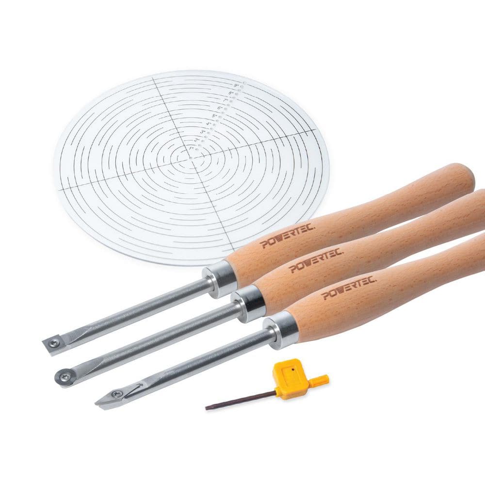 ‎POWERTEC 3PCS Carbide Lathe Tools for Woodturning with 10 in. Center ...