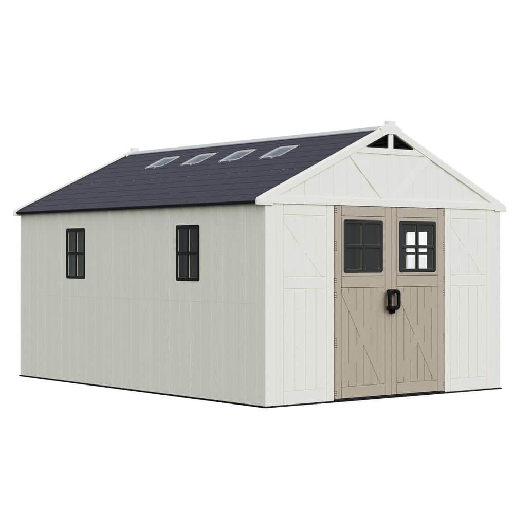 Patiowell 10 ft. W x 14 ft. D Outdoor Storage Resin Shed with Floor ...