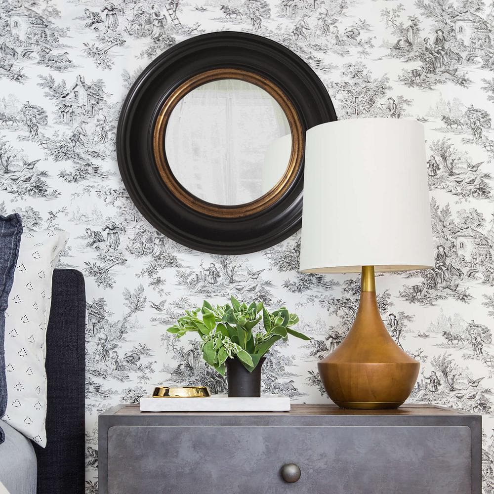 Marley Forrest Medium Round Black With Mottled Gold Leaf Mirror (21 in ...