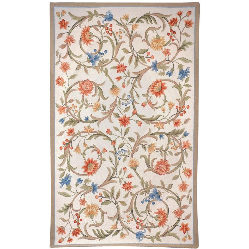 SAFAVIEH Chelsea Ivory 6 ft. x 9 ft. Solid Floral Border Area Rug ...