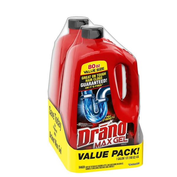 Drano 160 oz. Max Gel Drain Clog Remover and Cleaner (Twin-Pack) (2 ...