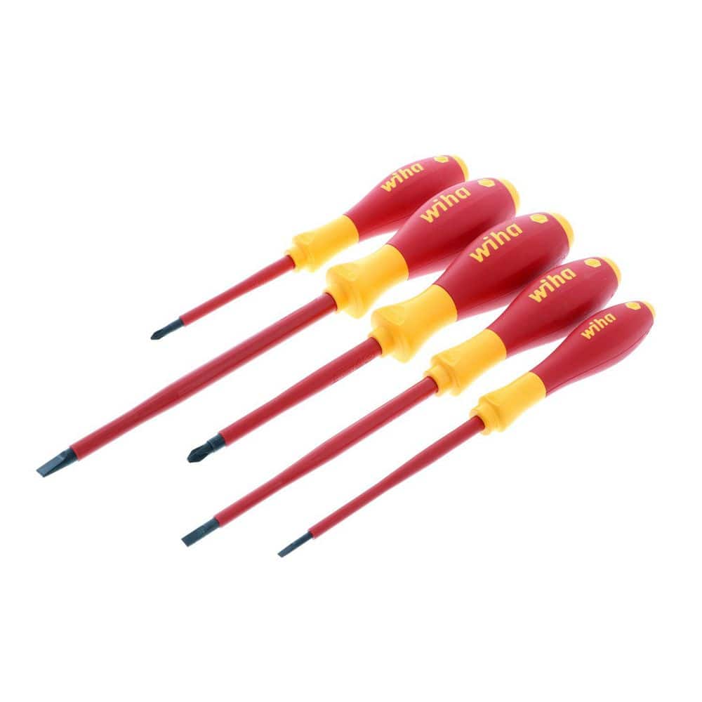 Wiha 1000-Volt Insulated SoftFinish Screwdriver Set-Slotted, Phillips ...