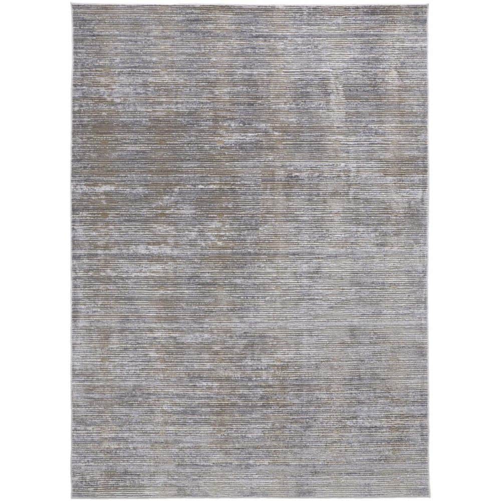 HomeRoots 5 ft. x 8 ft. Taupe and Silver and Tan Abstract Area Rug ...